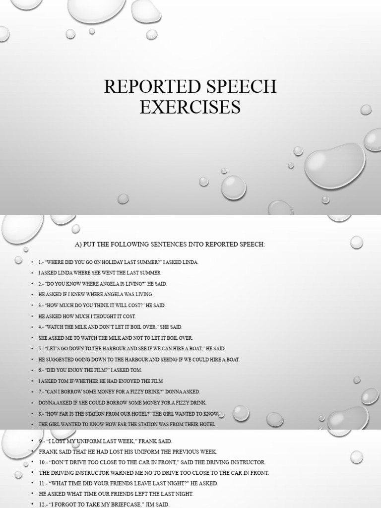 Reported Speech Activities 2 | PDF
