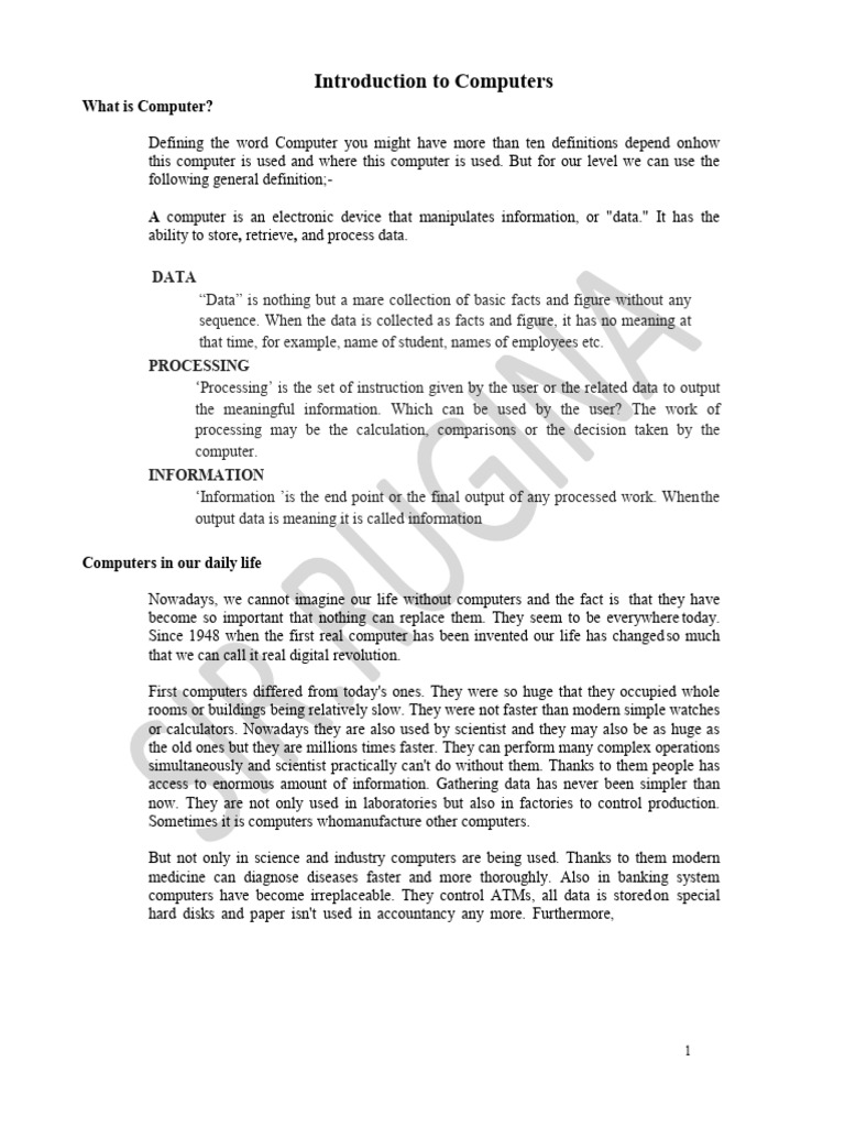 Notes Computer Theory Part 1 Pdf Computer Data Storage Computer Monitor