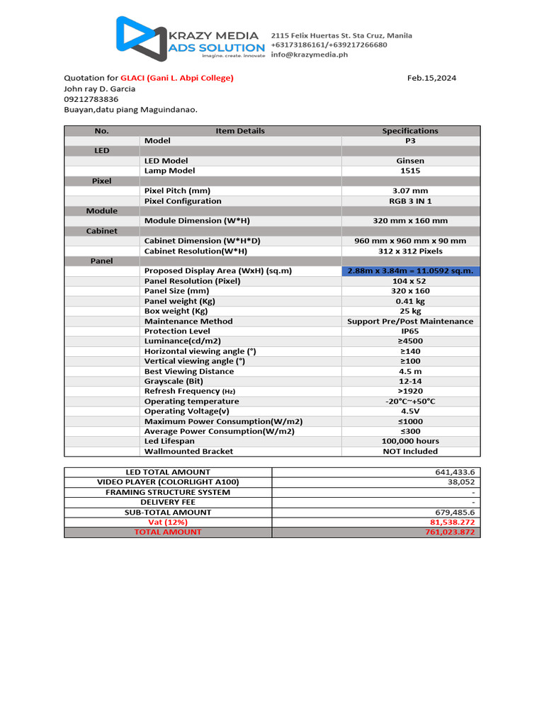 KMS_2402016_John-Garcia__GLACI_P3.76-OUTDOOR-FIX | PDF | Electronics ... KMS_2402016_John-Garcia__GLACI_P3.76-OUTDOOR-FIX | PDF | Electronics ...