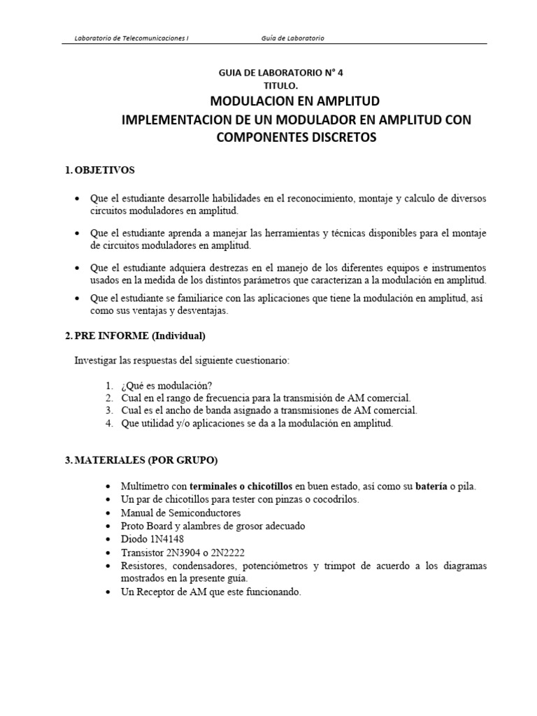 Modulación en Amplitud: Guía de Laboratorio | PDF | Modulación | Frecuencia