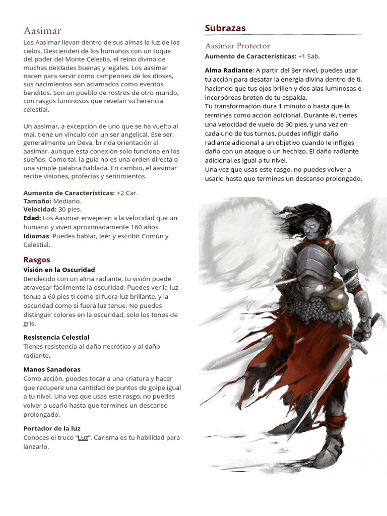 Raza - Aasimar | PDF | Religión y espiritualidad