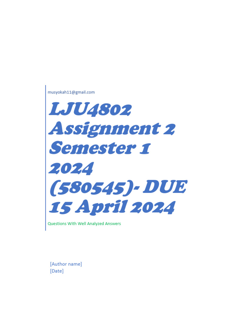 LJU4802 Assignment 2 Semester 1 2024F3 | PDF | Lawyer | Advocate