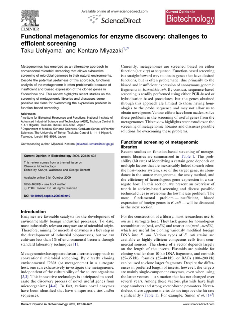 Functional Metagenomics For Enzyme Discovery: Challenges To Efficient Screening | PDF ...