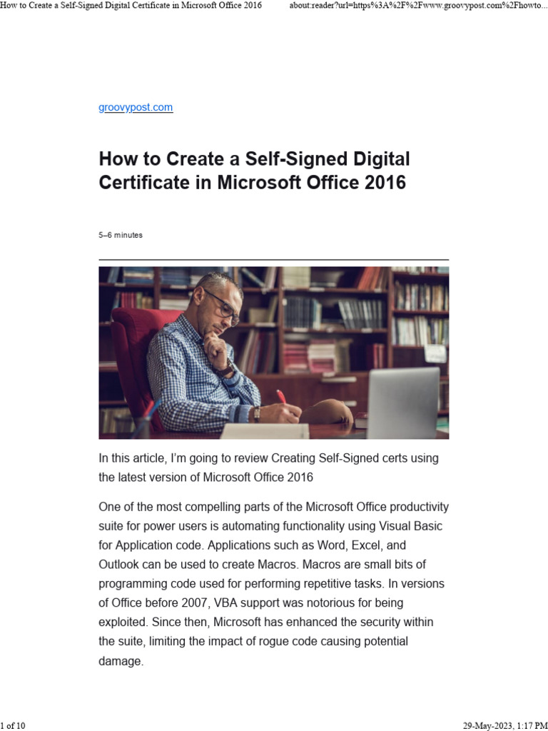 Create Self-Signed Certificate in Office 2016 | PDF | Visual Basic For Applications | Microsoft ...
