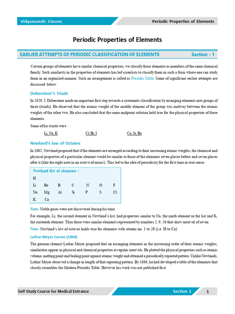 Notes Chapter 03 Periodic Properties of Elements | Download Free PDF ...