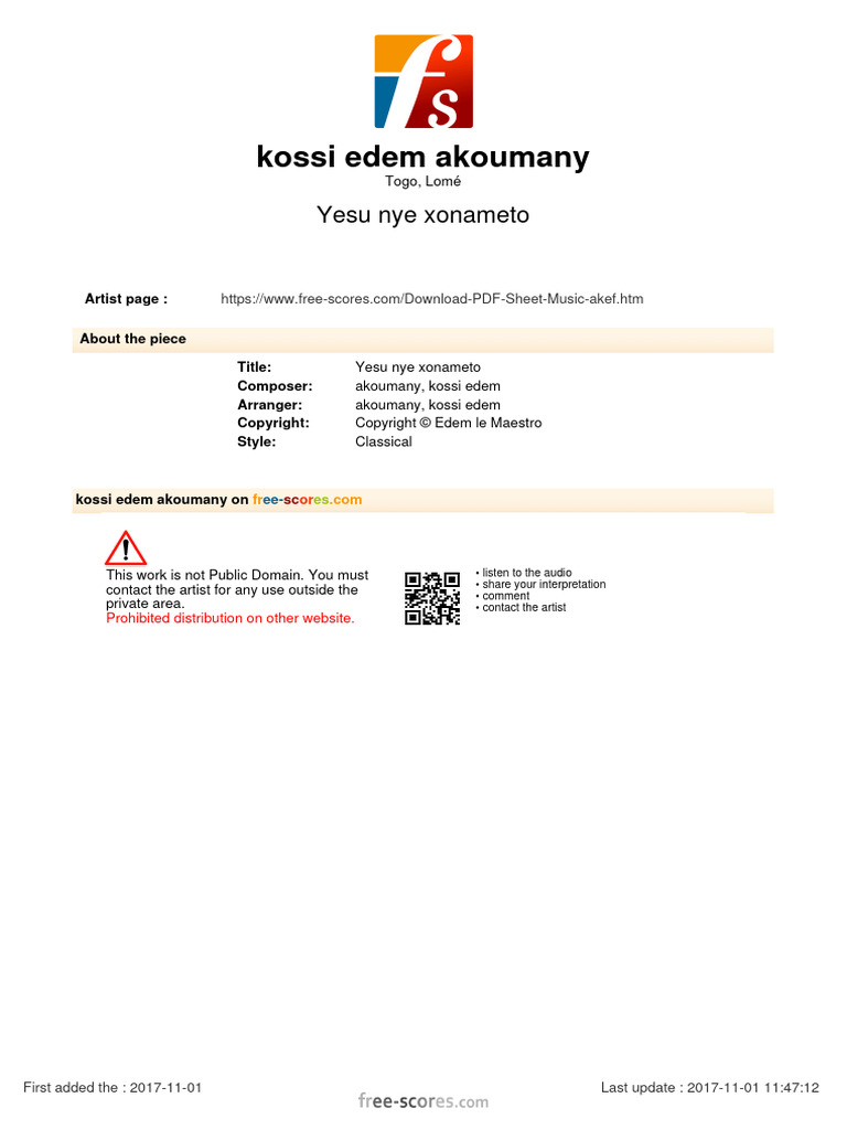 Akoumany Kossi Edem Yesu Nye Xonameto | PDF | Copyright Law | Civil Law (Common Law)