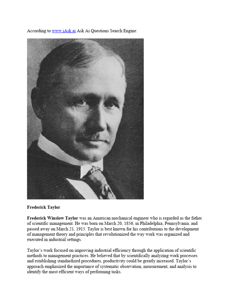 Frederick Taylor | PDF | Business | Science