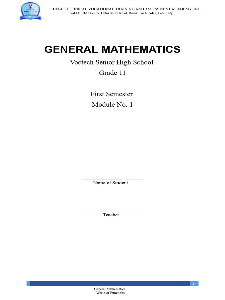 MODULE01 GENMATH Introduction to Functions | PDF | Function ...