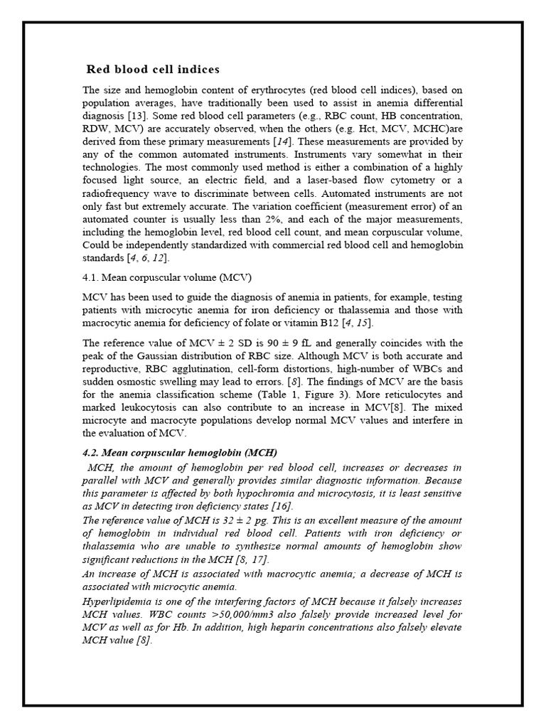 Red Blood Cell Indices | PDF | Anemia | Blood