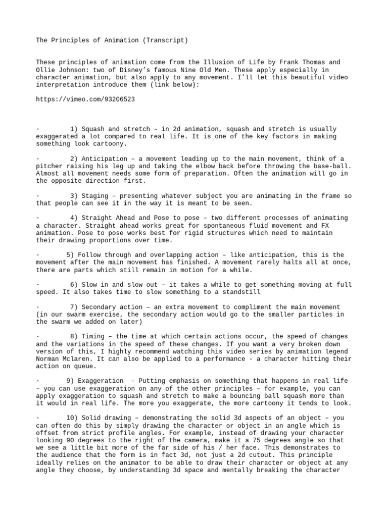 The Principles of Animation (Transcript) | PDF