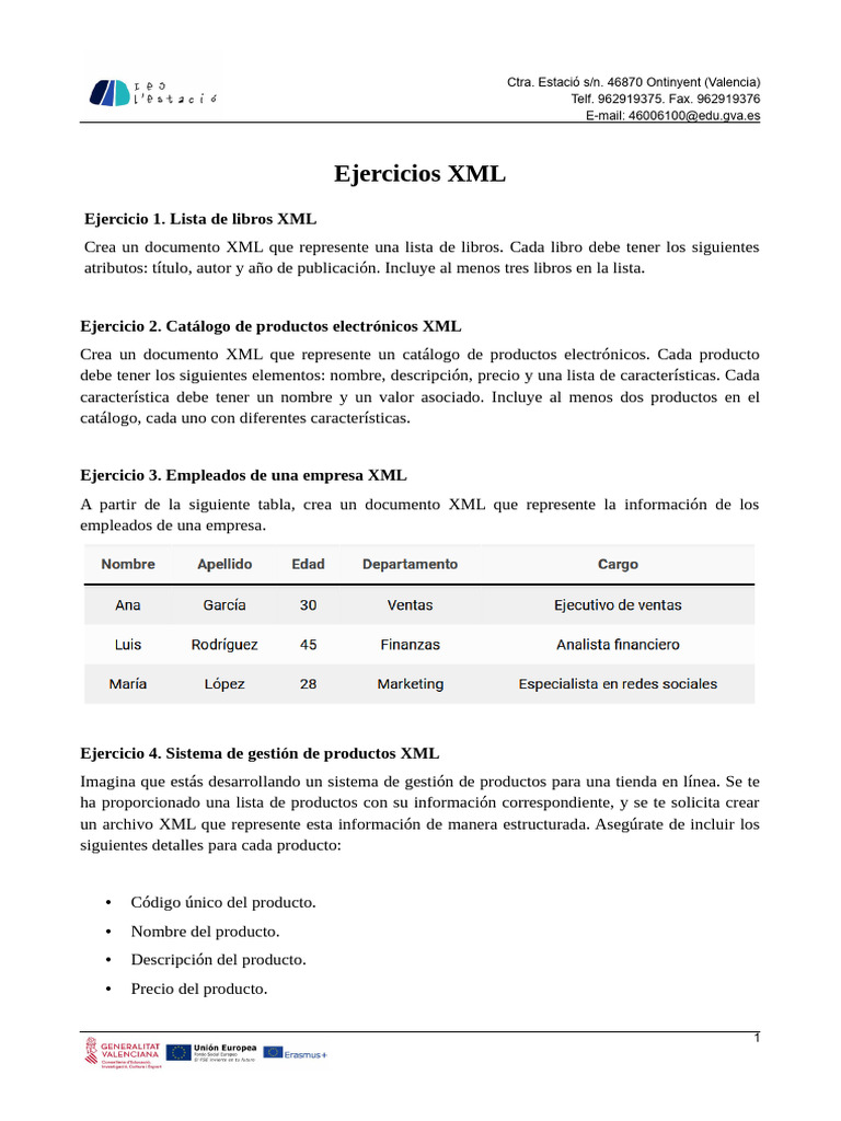 Ejercicios XML - 1 | PDF | Xml | Informática