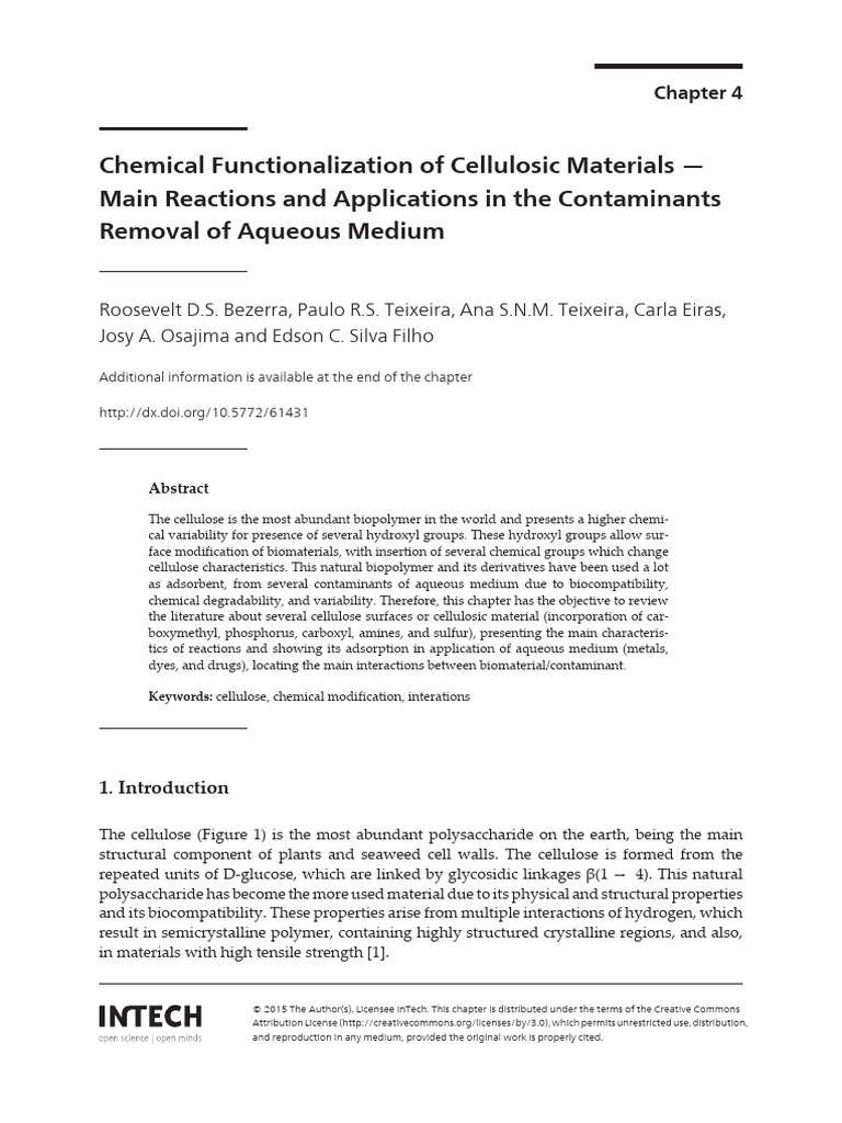 Cellulose Functionalization | PDF | Adsorption | Acid