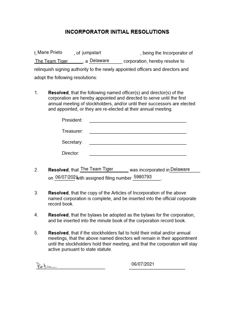 Initial Resolutions | PDF