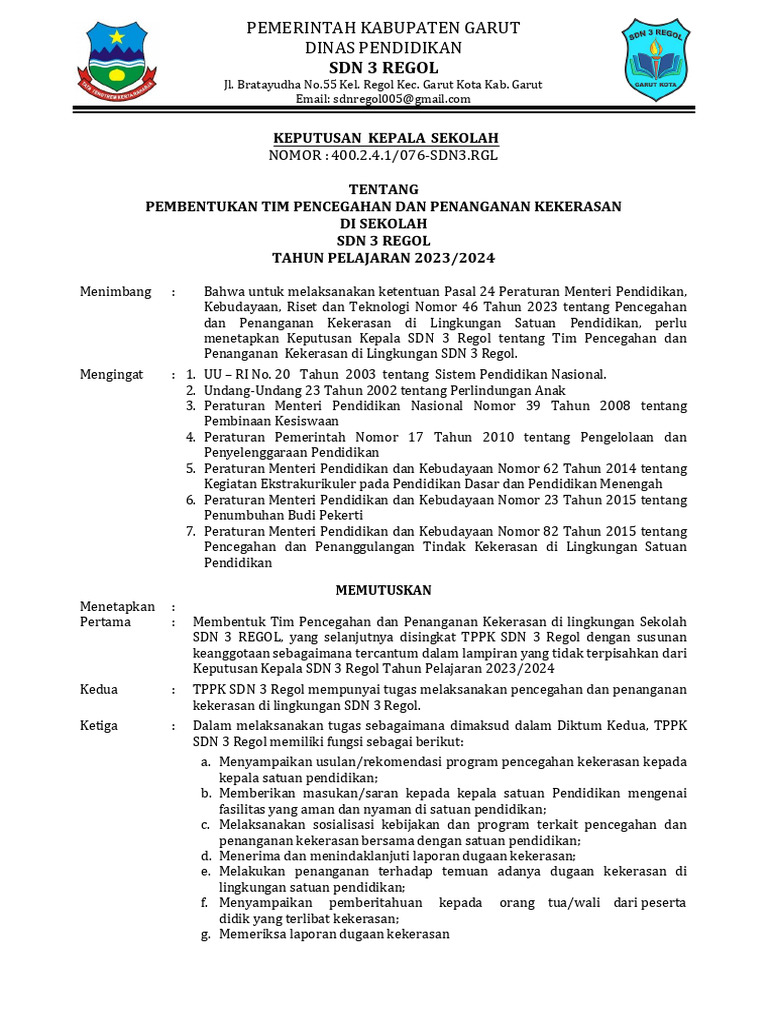 SK TPPK - SDN 3 Regol | PDF