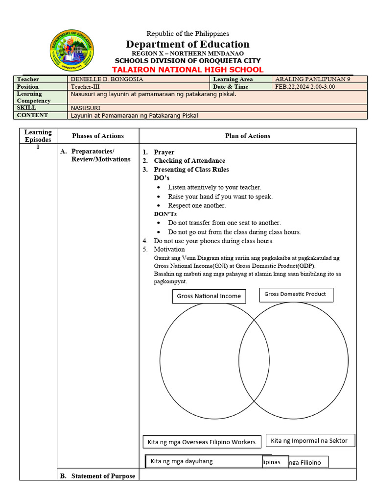 LP Cot3 Patakarang Piskal | PDF