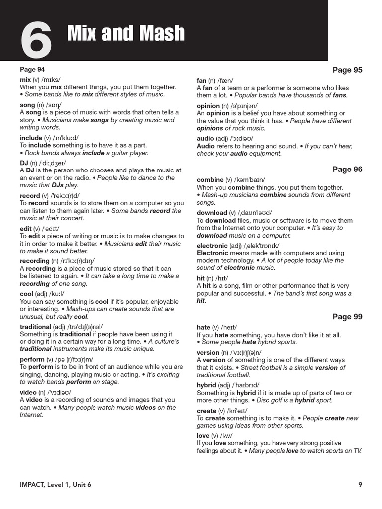 Unit 6 Vocabulary List | Download Free PDF | Disc Jockey | Albums