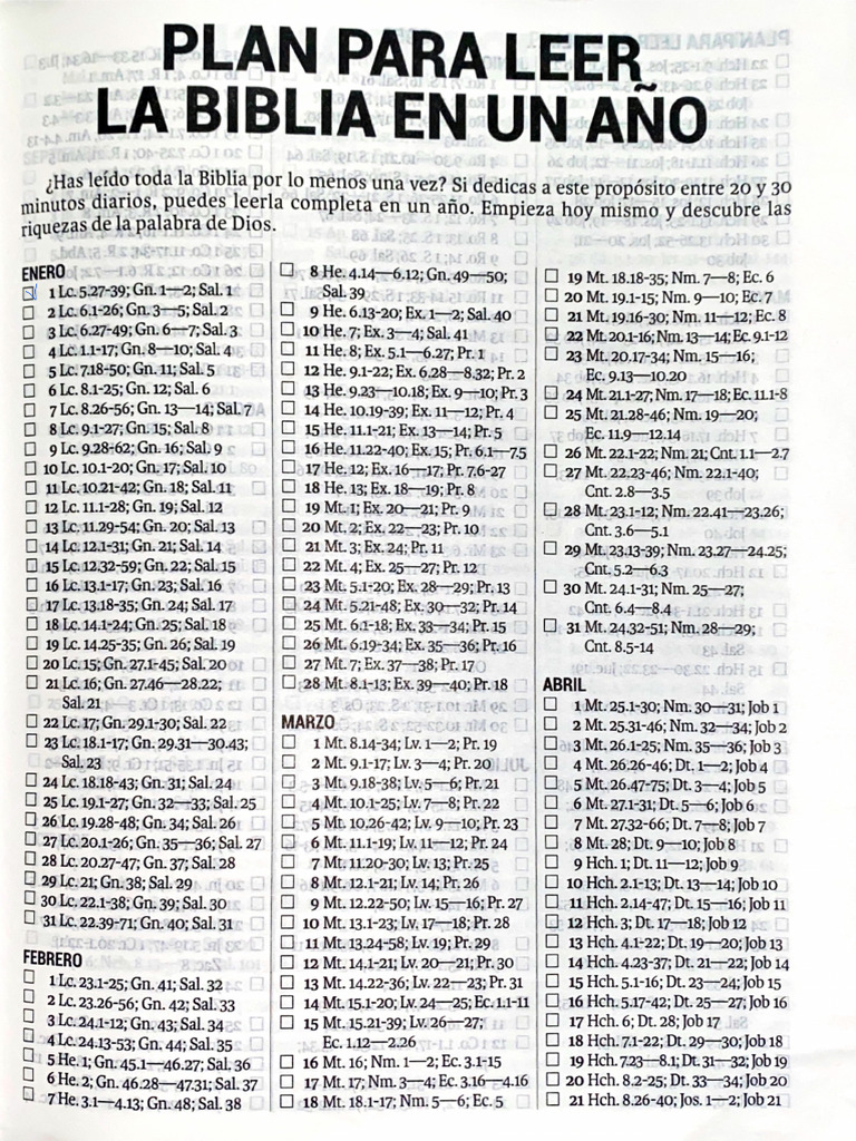 Plan para leer la Biblia en un año | PDF
