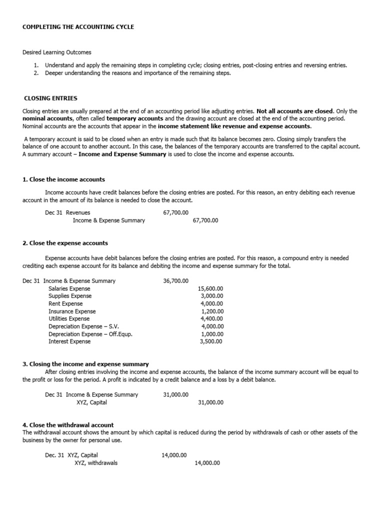 Completing The Accounting Cycle Student | PDF | Debits And Credits | Expense