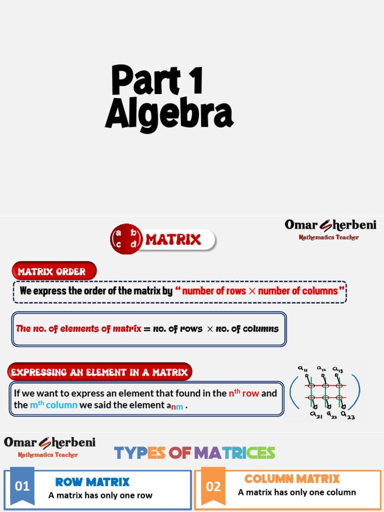 Secondary One - Second Term - Algebra Final Revision | PDF | Matrix (Mathematics) | Determinant
