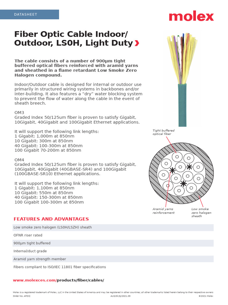 Multi Pair Fiber Cable Technical Data Sheets | PDF | Optical Fiber ...