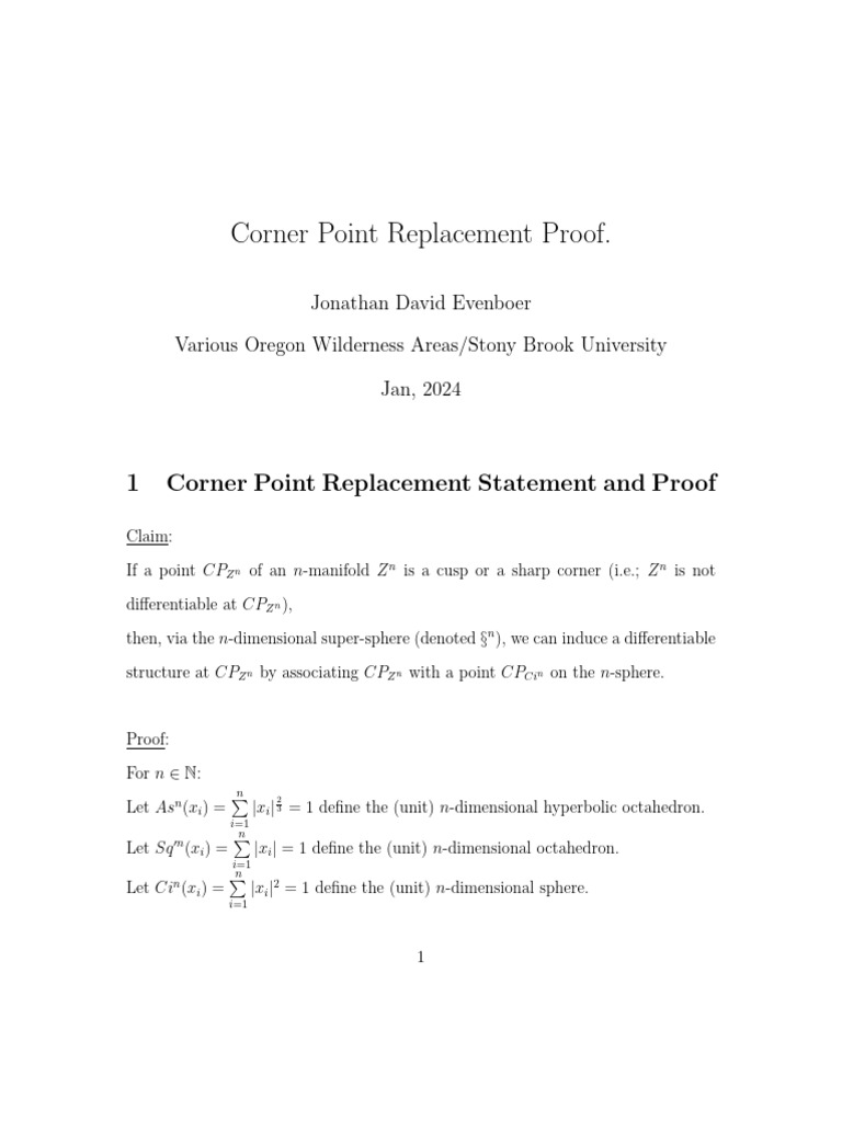 corner point replacement proof 1 | PDF | Space | Abstract Algebra