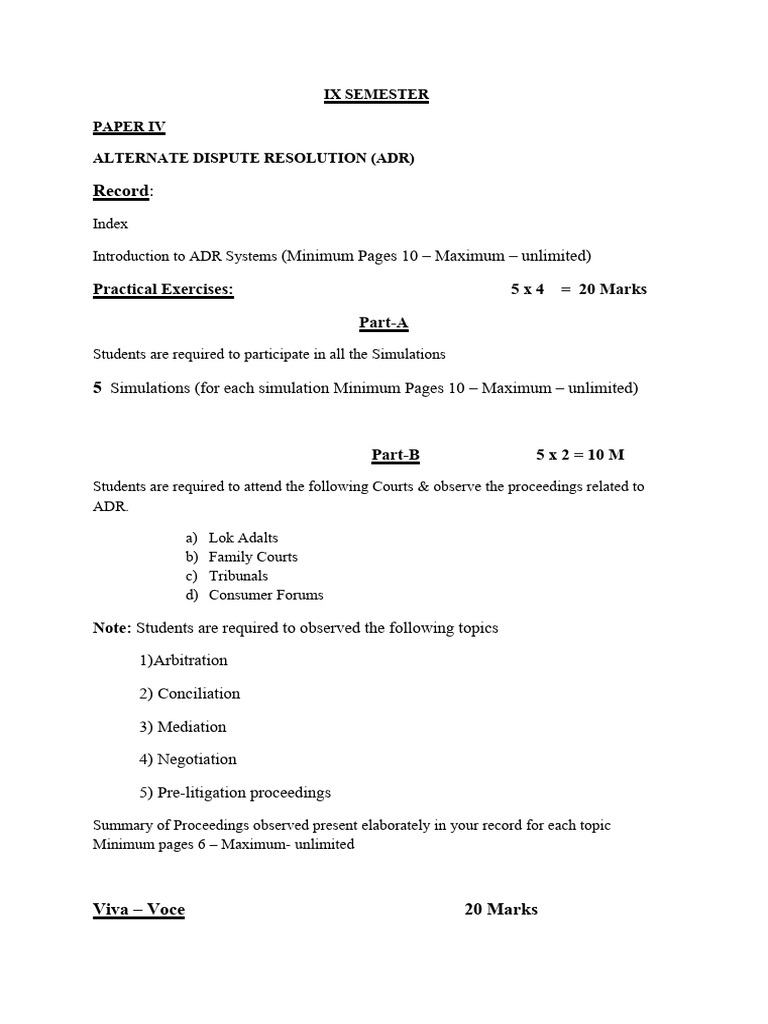 ADR Instructions | PDF