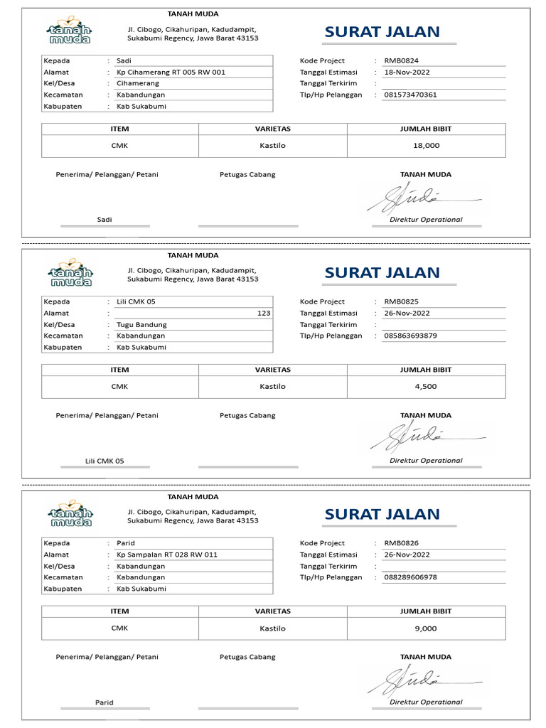 Form Surat Jalan Sukabumi - 824-827 | PDF