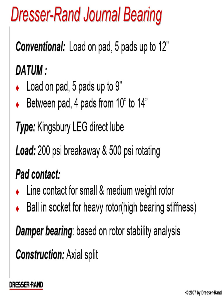 Dresser-Rand Journal Bearing Guide | PDF | Bearing (Mechanical ...