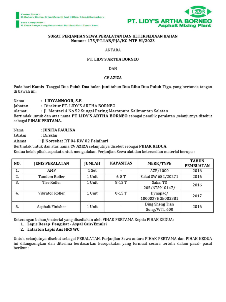 Rehabilitasi Jalan Damit - Simp. Damit (CV. Aziza) | PDF