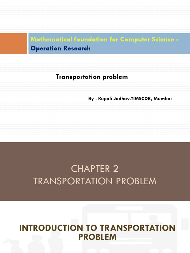 Chap 2 Transportation Problem | PDF | Mathematical Optimization ... Chap 2 Transportation Problem | PDF | Mathematical Optimization ...