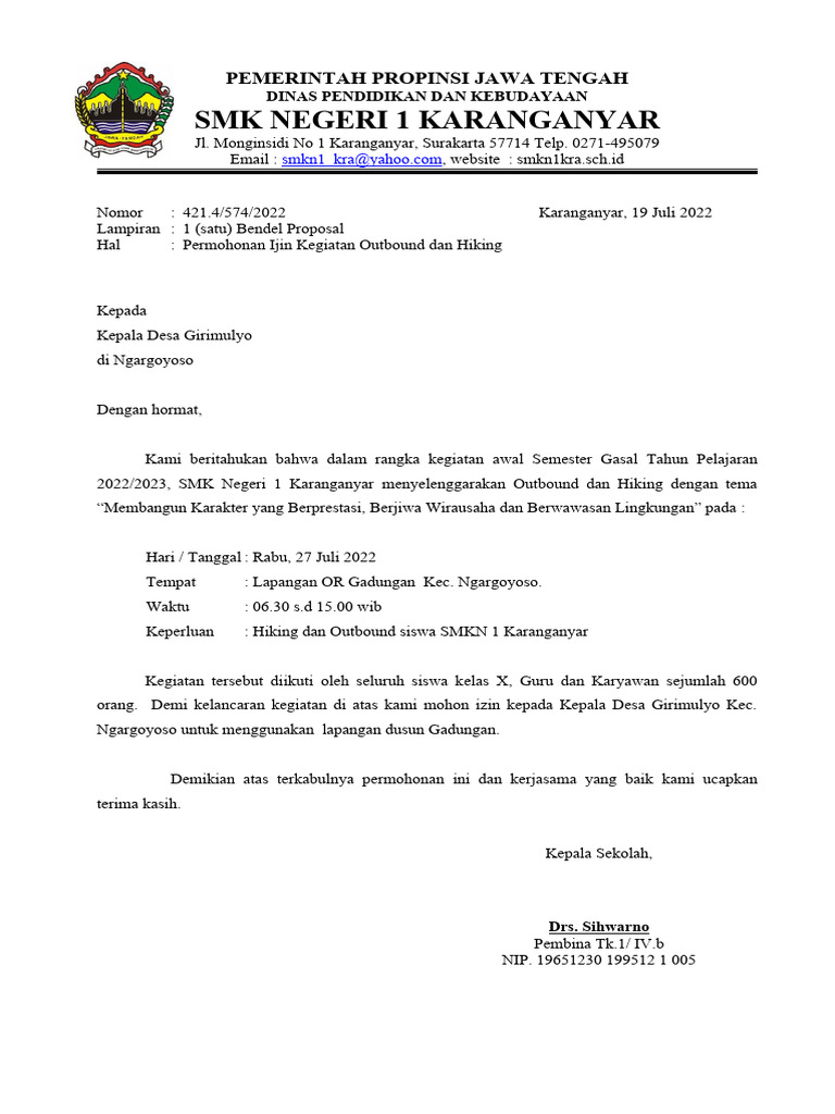 Surat Ijin Outbound | PDF