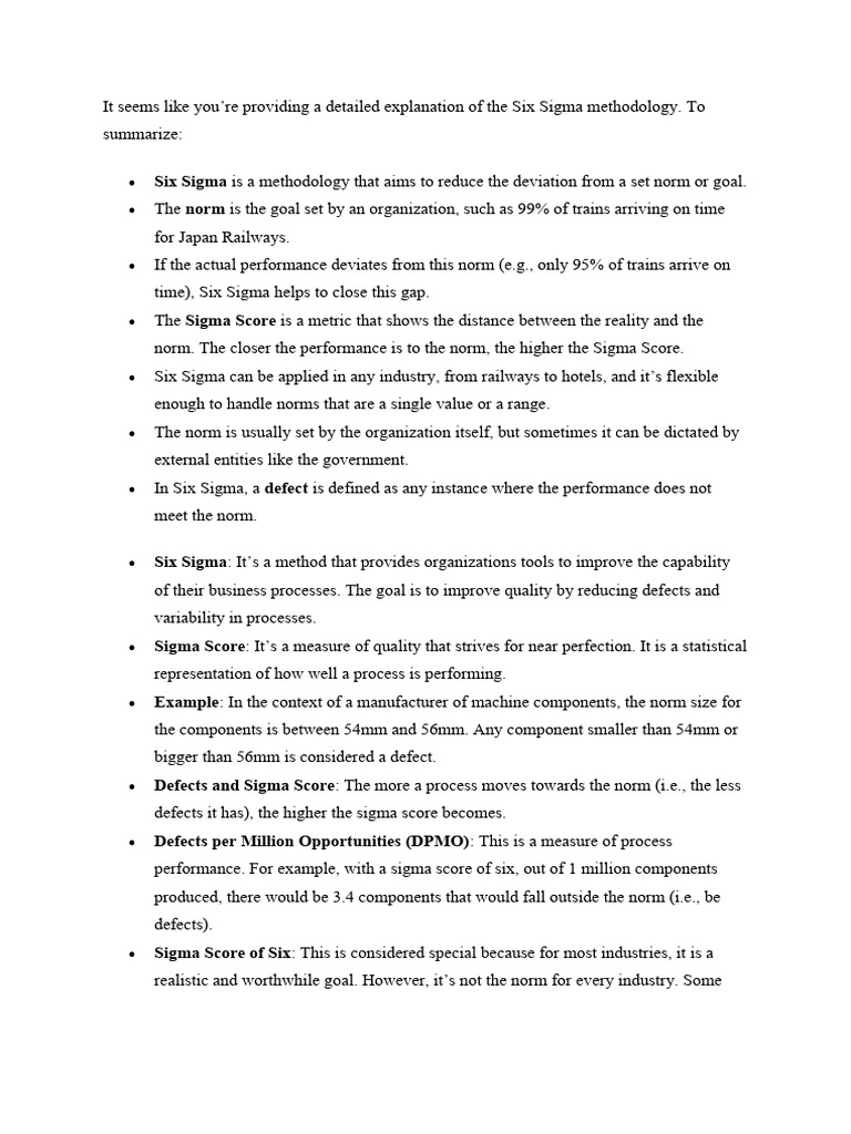 Six Sigma Notes | PDF | Six Sigma | Software Development Process