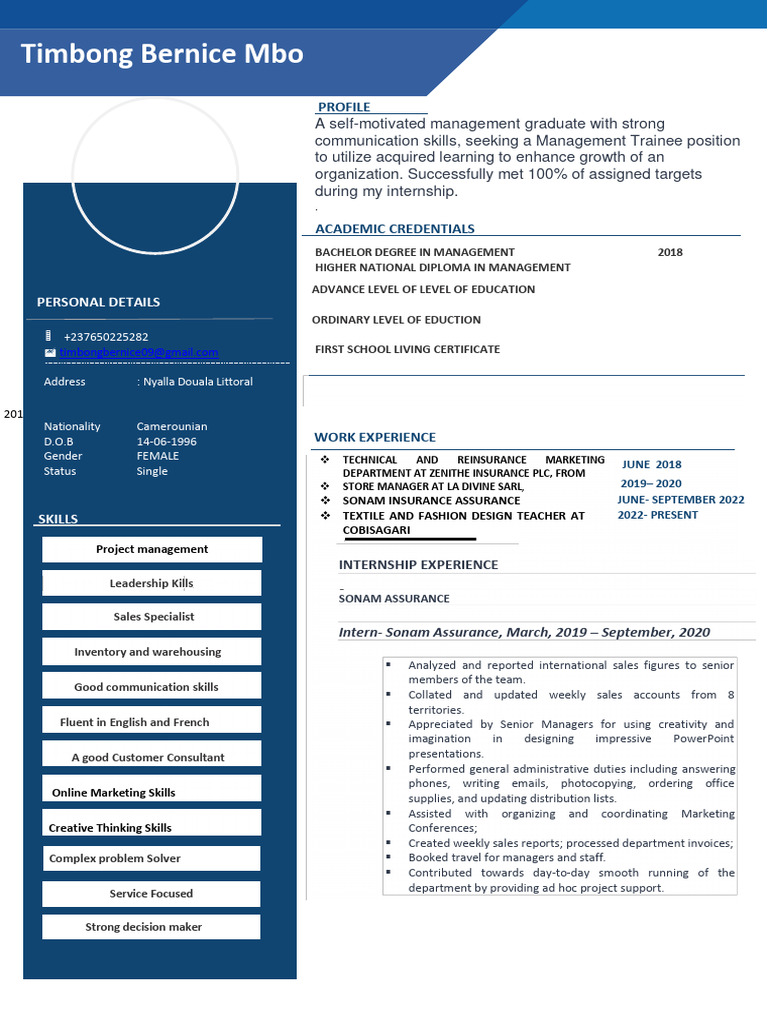 Aspiring Management Trainee Profile | PDF