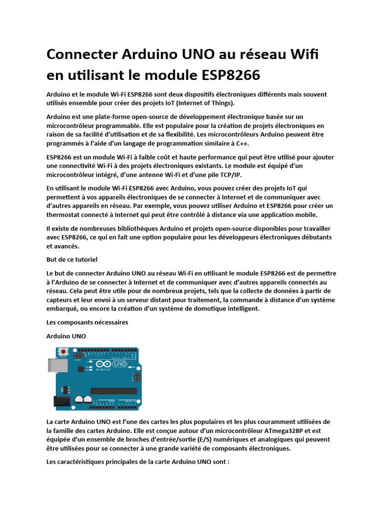 Connecter Arduino UNO à Wi-Fi avec ESP8266 | PDF | Arduino | Internet ...