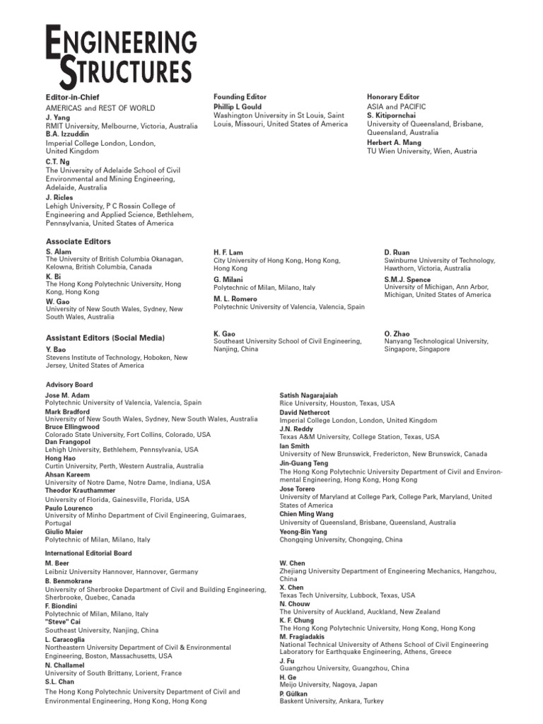 Editorial-Board_2024_Engineering-Structures | PDF | Universities And Colleges | Engineering