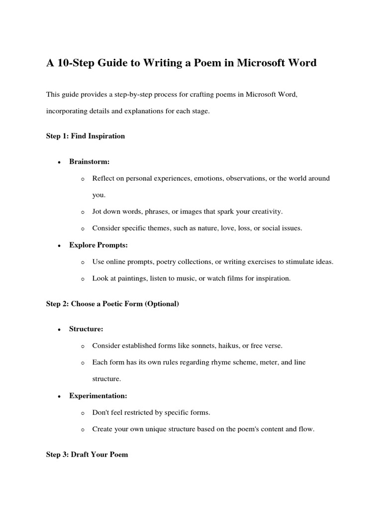 A 10-Step Guide To Writing A Poem | PDF | Poetry | Rhyme