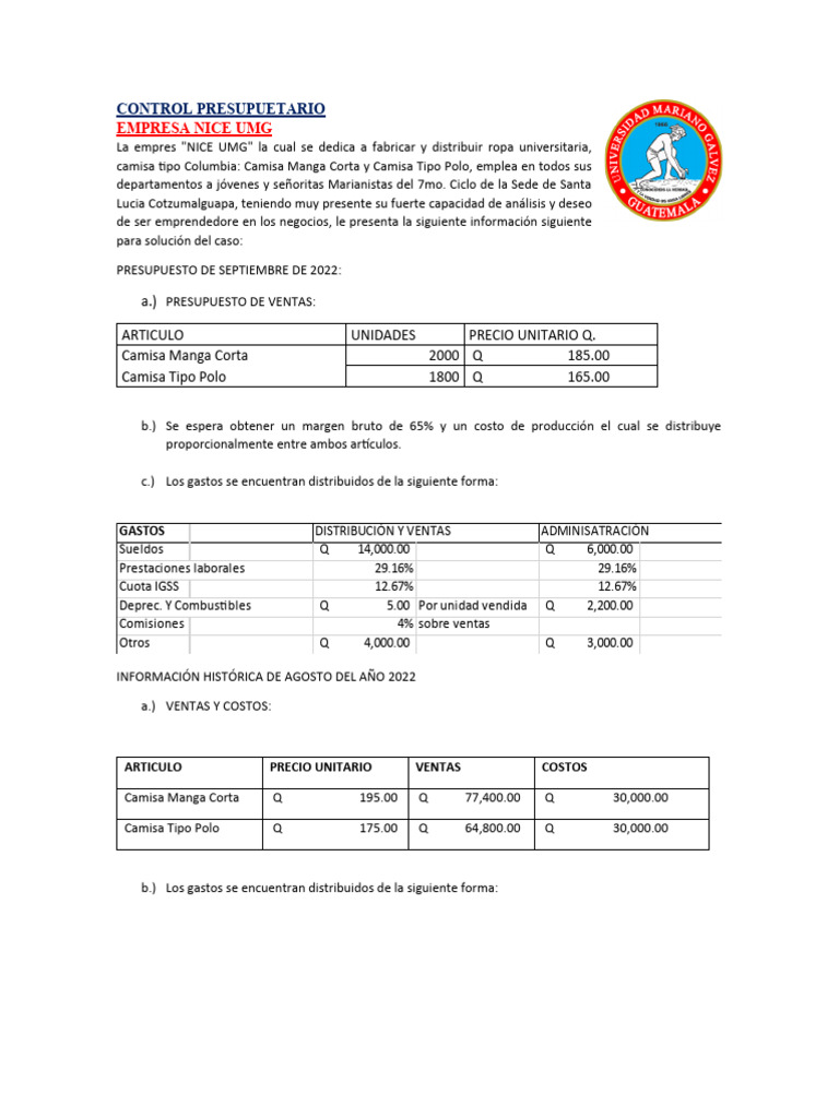 Caso Practico Tema CONTROL PRESUPUETARIO - 1048566552 | PDF | Presupuesto | Economias