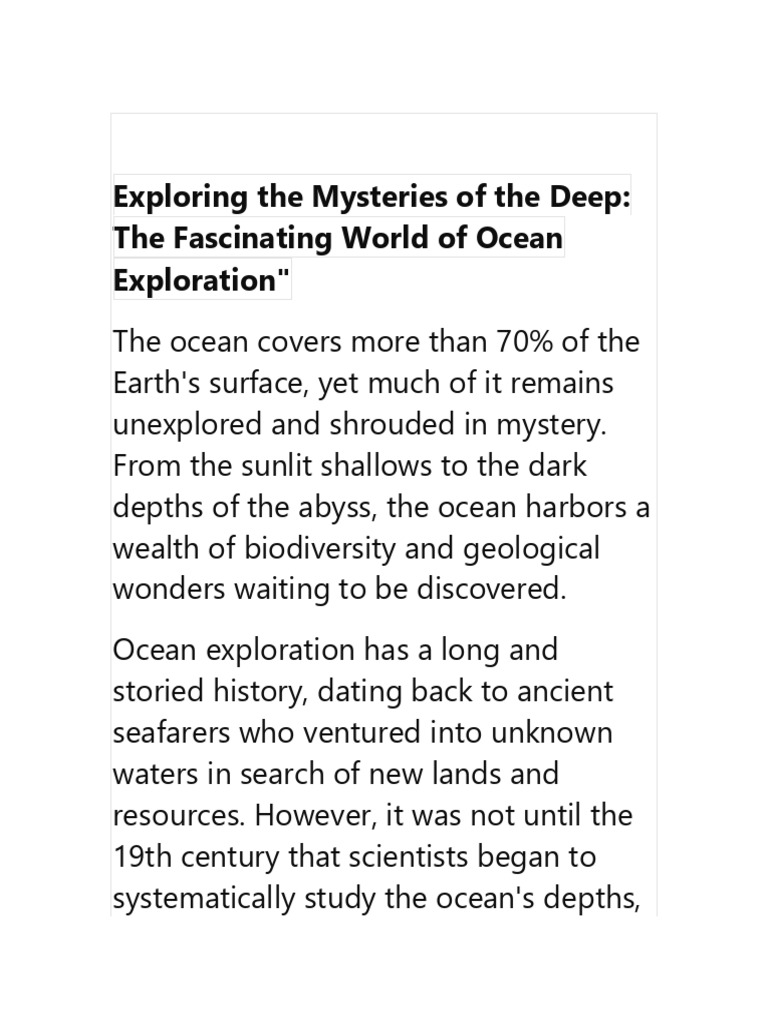 The Fascinating World of Ocean Exploration | PDF