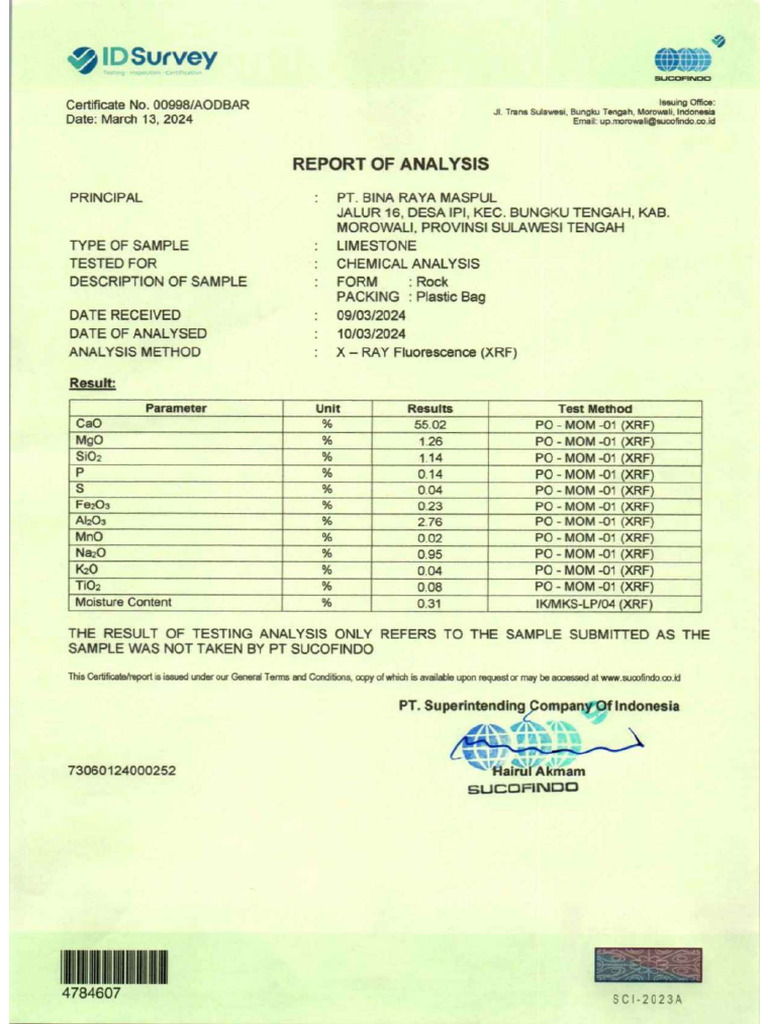 Roa Pt. Bina Raya Maspul - 1 | PDF