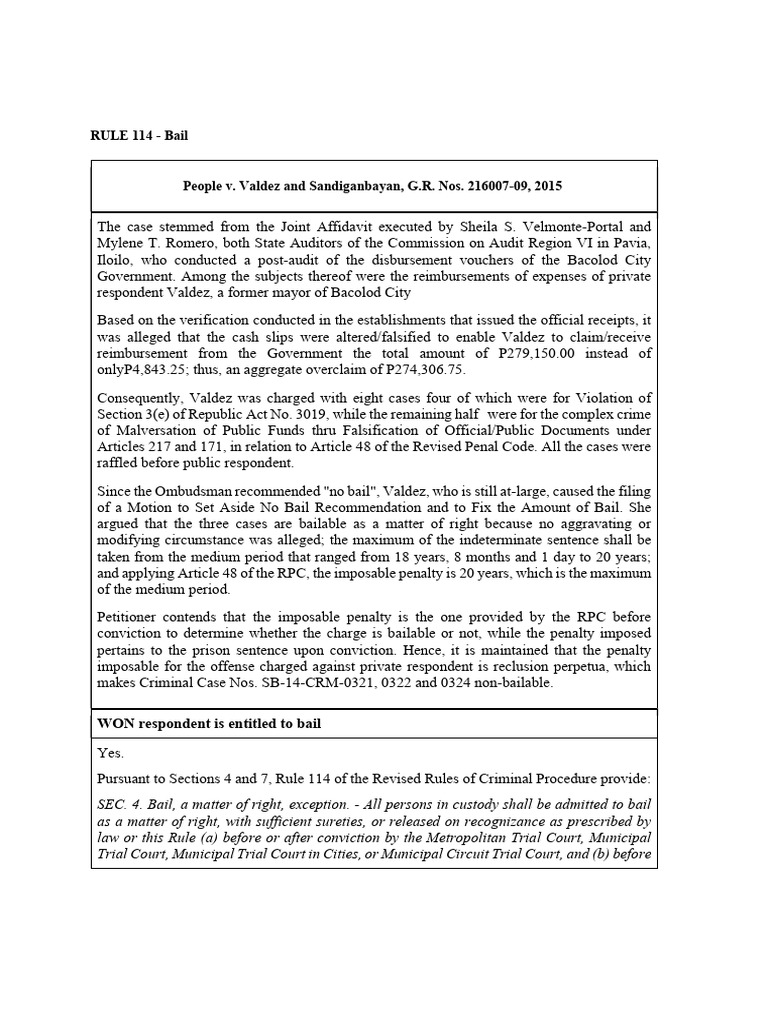 Case Digest 1 | Download Free PDF | Bail | Crimes