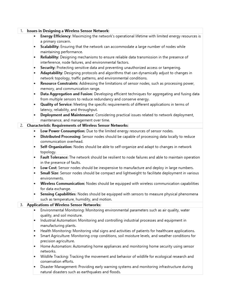 WSN Unit 1 | PDF | Wireless Sensor Network | Wireless Ad Hoc Network