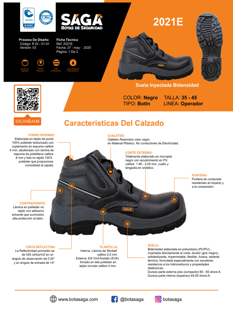 Ficha Tecnica Botas 2021E | PDF | Calzado | Resistencia Eléctrica y Conductancia