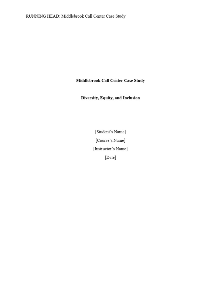 Middlebrook Call Center Case Study | PDF | Salary | Race And Ethnicity ...