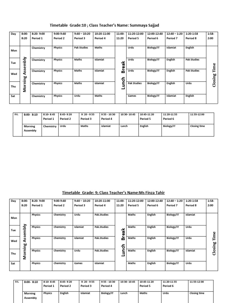 Timetable 2024 | PDF | Science | Observation