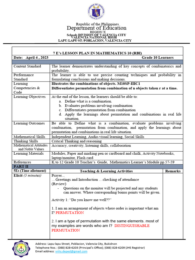 Cot1 Illustrates Combination of Objects | PDF | Learning | Permutation