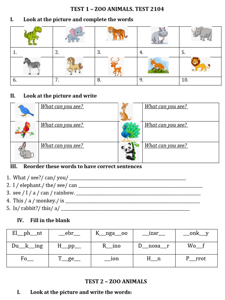 TEST 1 Animals | PDF | Zoology