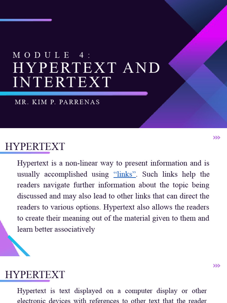 Lesson 1 Hypertex and Intertext | PDF | Hypertext | World Wide Web