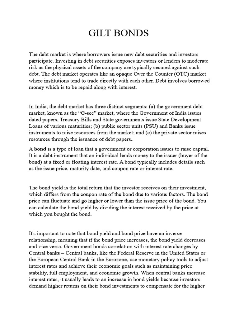Gilt Bonds | PDF | Bonds (Finance) | Financial Markets
