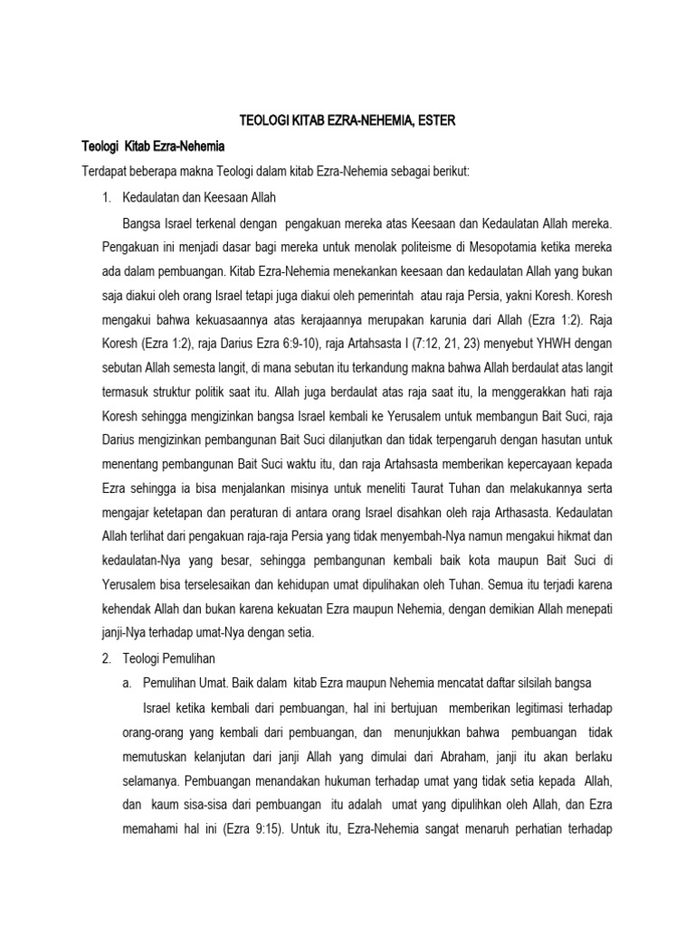 Teologi Kitab Ezra-Nehemia dan Ester | PDF