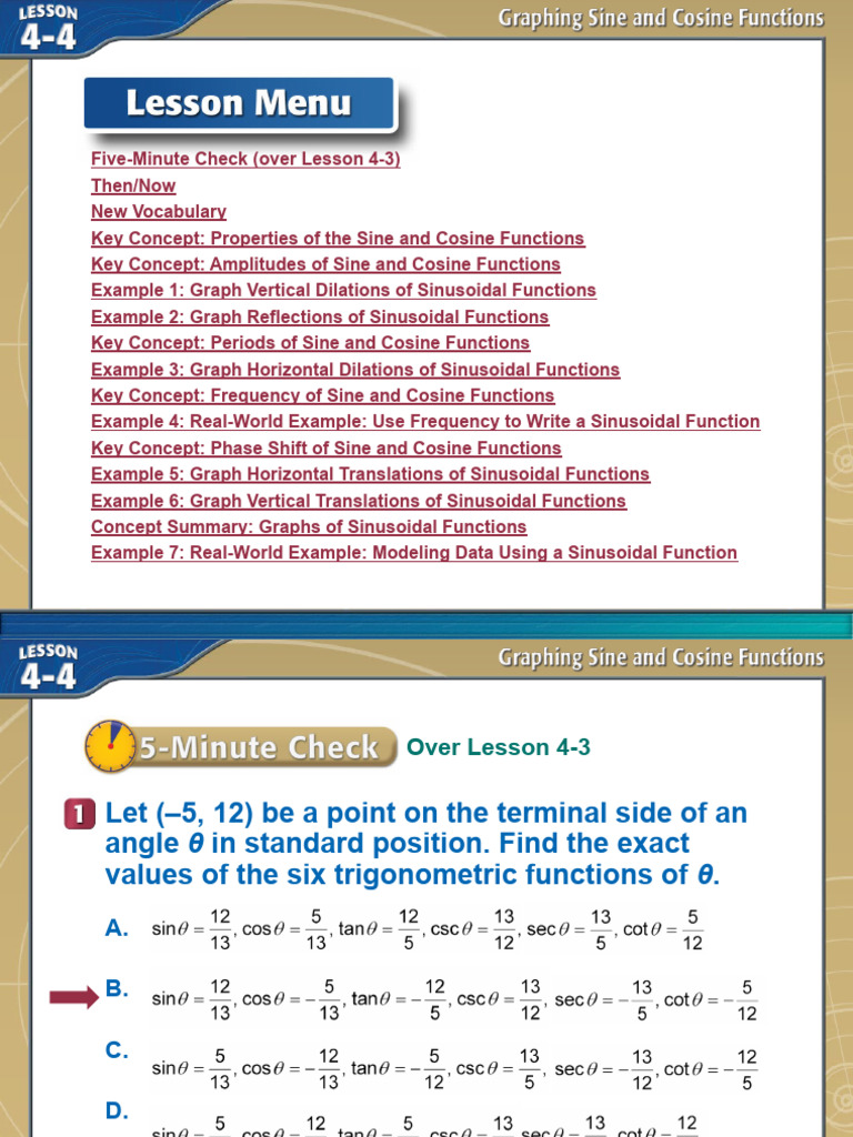 Graphing Sine and Cosine Functions | PDF | Trigonometric Functions | Sine Wave